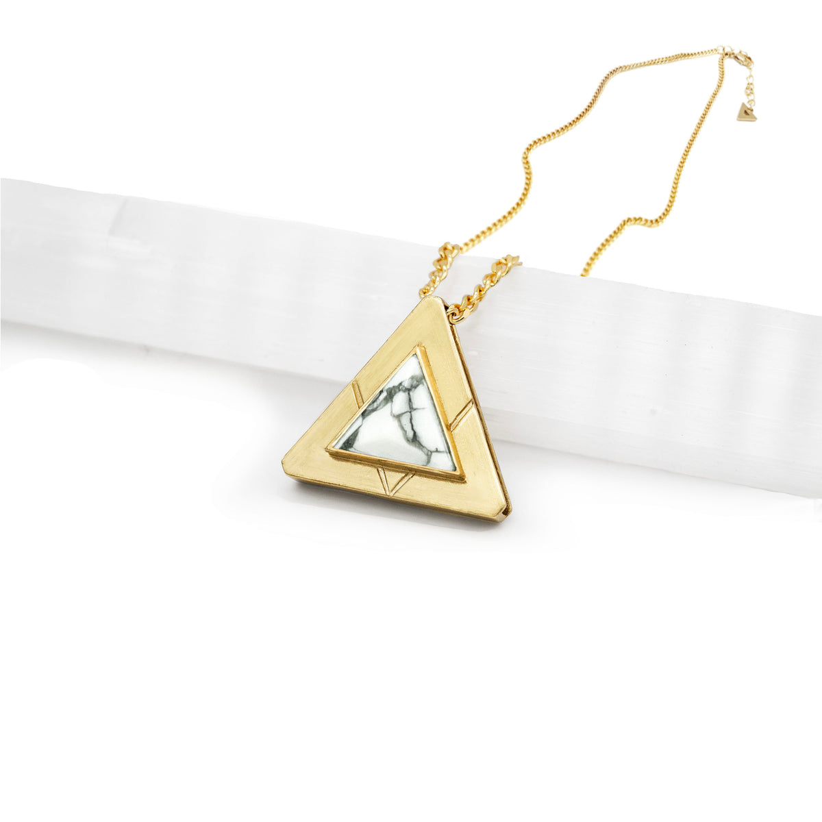 Stellar Triangle Crystal Slider Charm Necklace